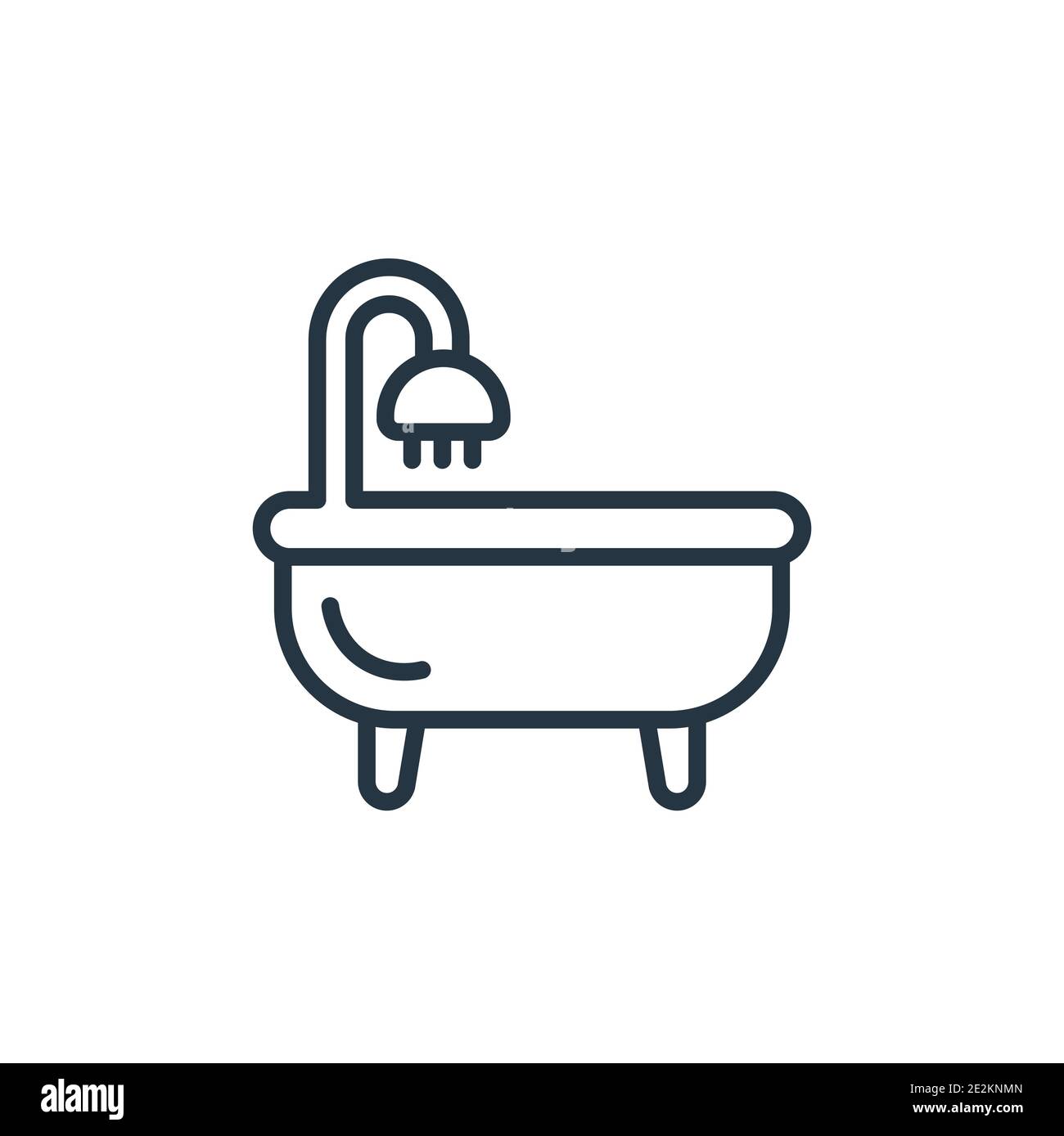 Bathtub outline vector icon. Thin line black bathtub icon, flat vector ...
