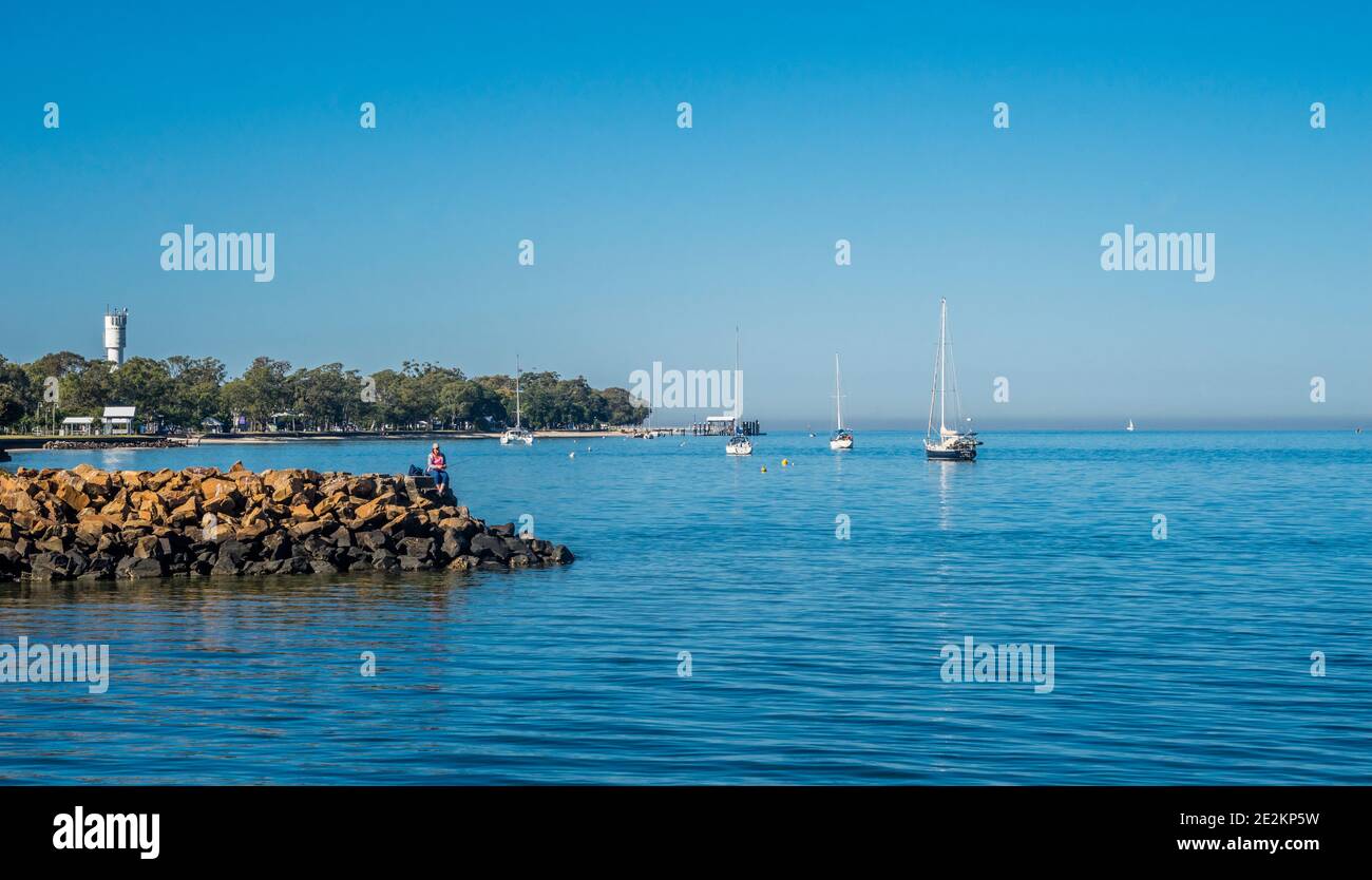 Boats On Mooring At Pumicestone Passage High Resolution Stock ...