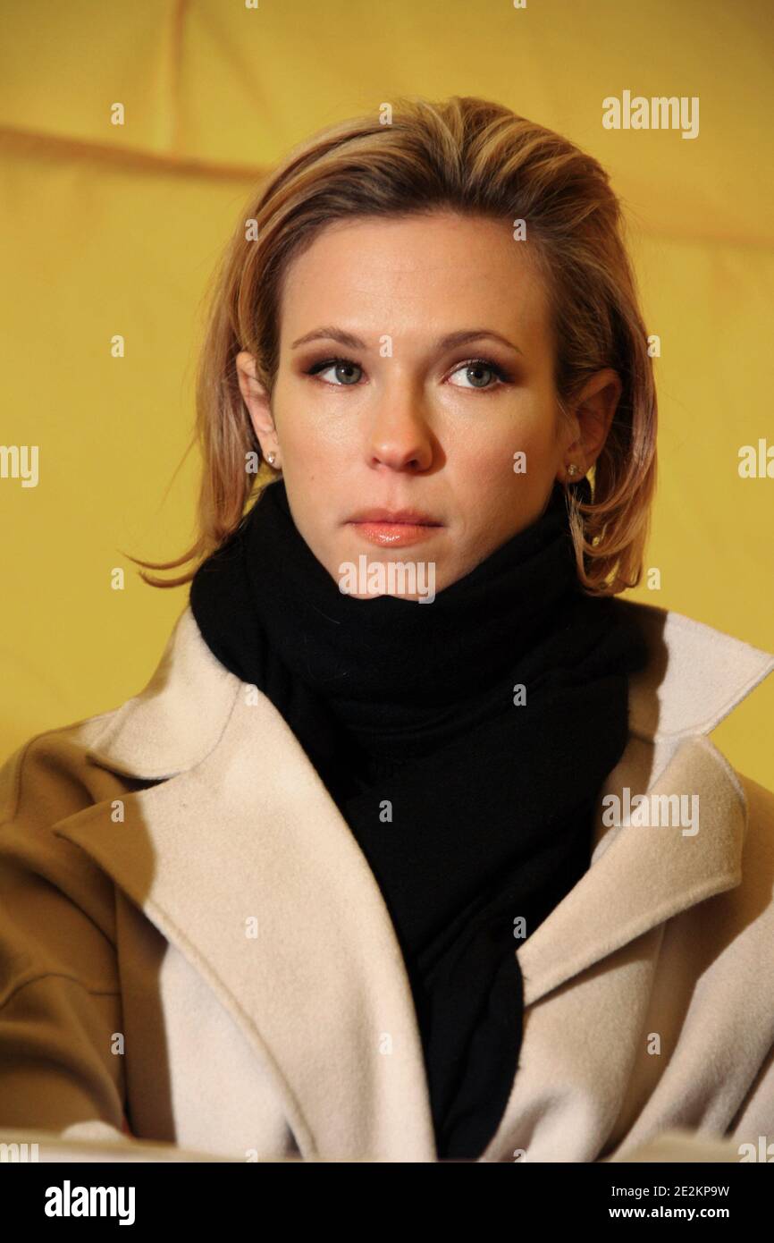 French singer Lorie participates in the 'Pieces Jaunes' operation 21st ...