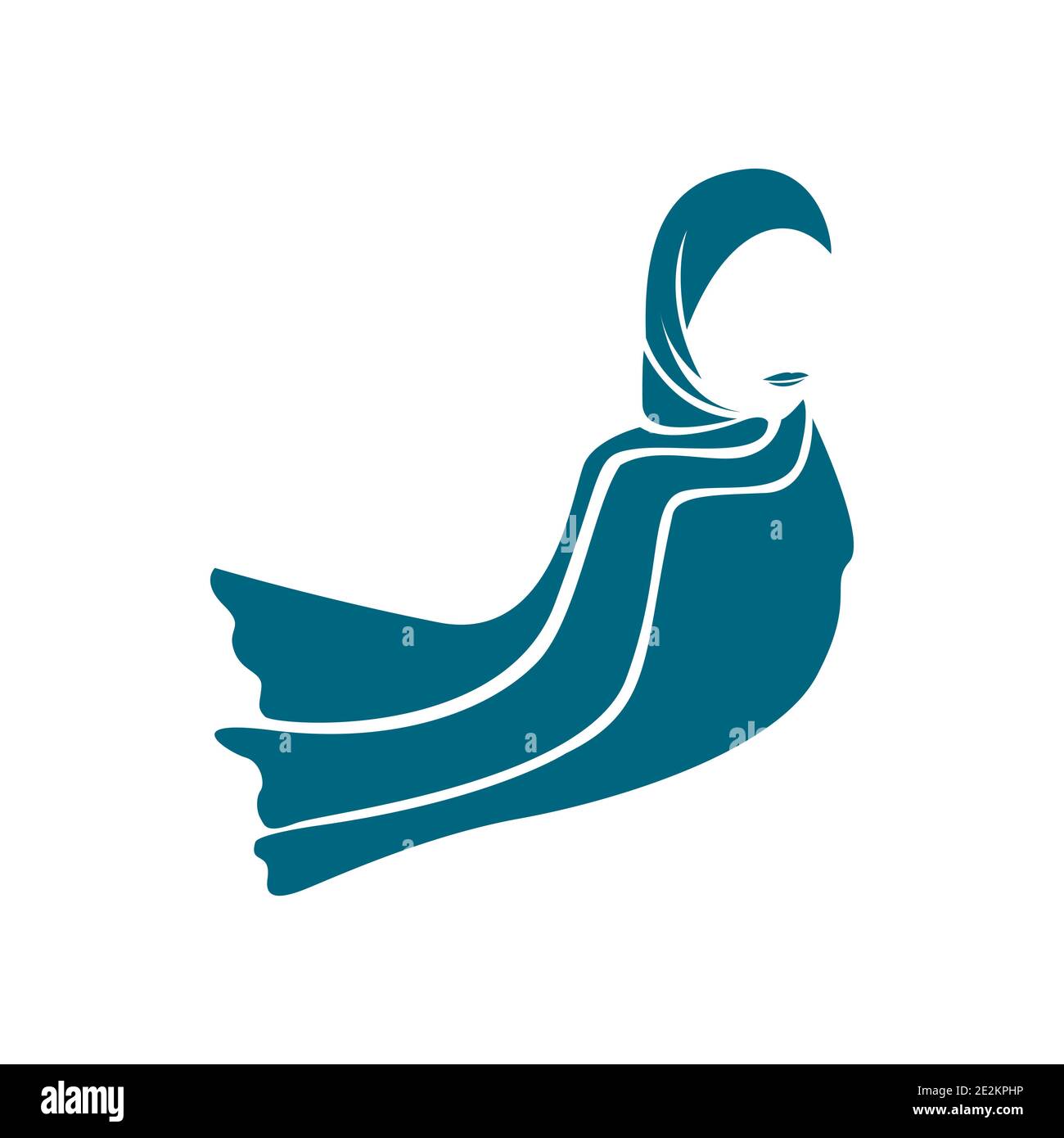 Simple Muslimah Hijab Woman Silhouette Illustration Vector Template ...