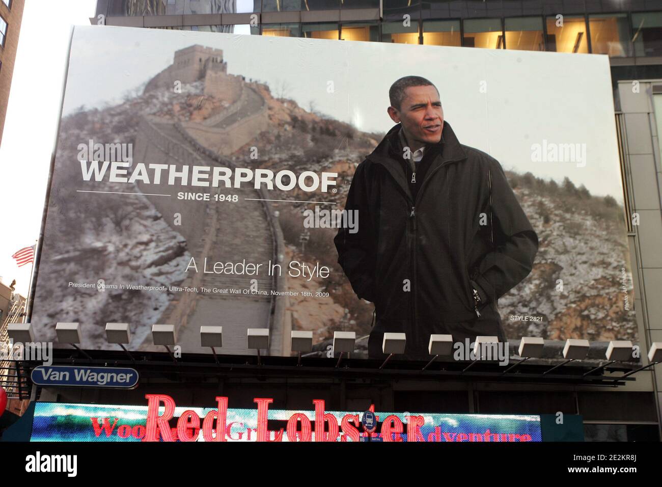 President Barack Obama is featured in a larger than life billboard ...