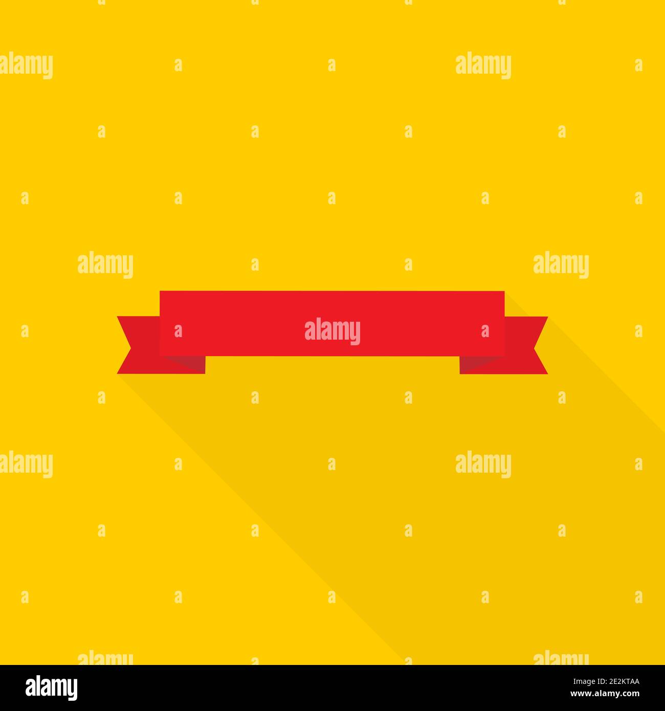 Red Ribbon Banner with shadow in flat design on yellow background ...