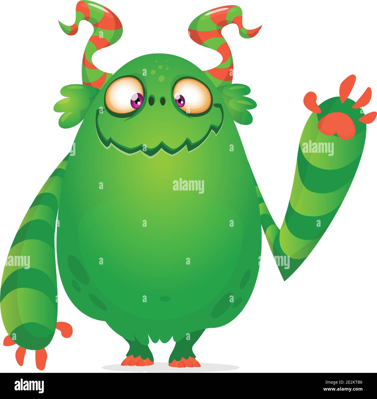 Funny cartoon alien smiling emotion waving. Vector illustration Stock ...