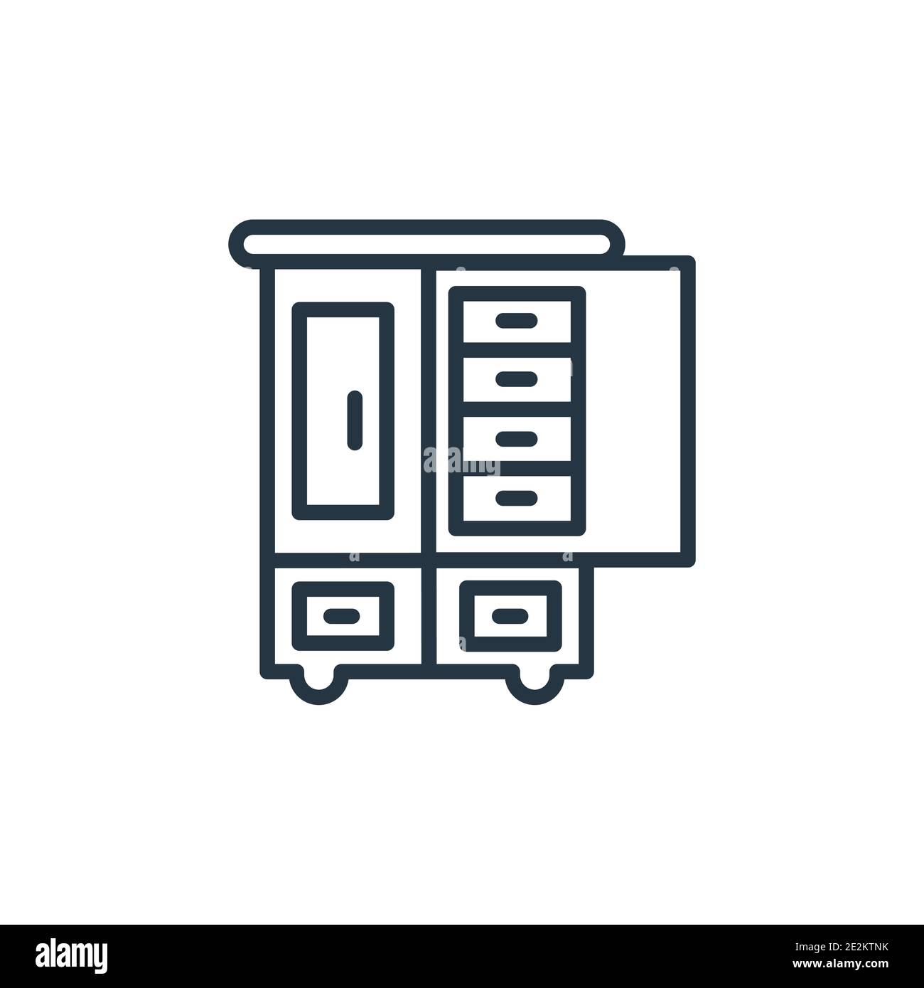 Closet outline vector icon. Thin line black closet icon, flat vector ...