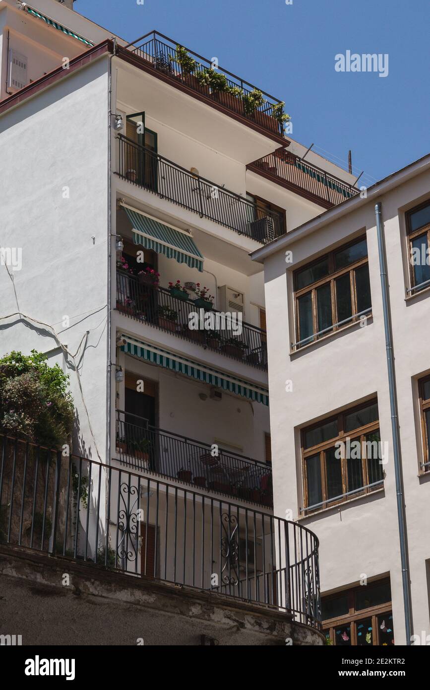 White buildings with terraces in Amalfi, Italy Stock Photo - Alamy