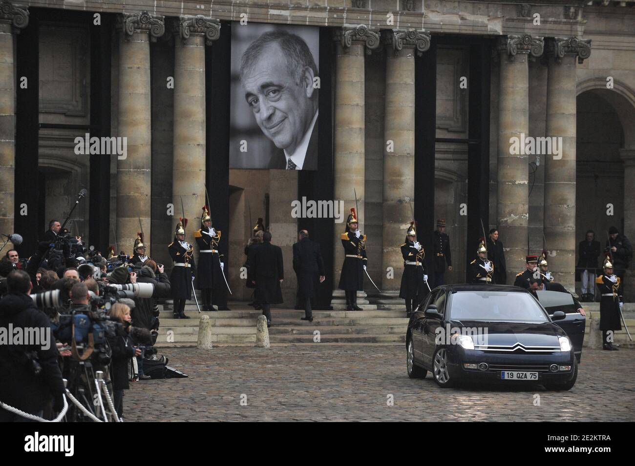 Jacques Chirac arrives at the funeral offormer minister and parliament ...