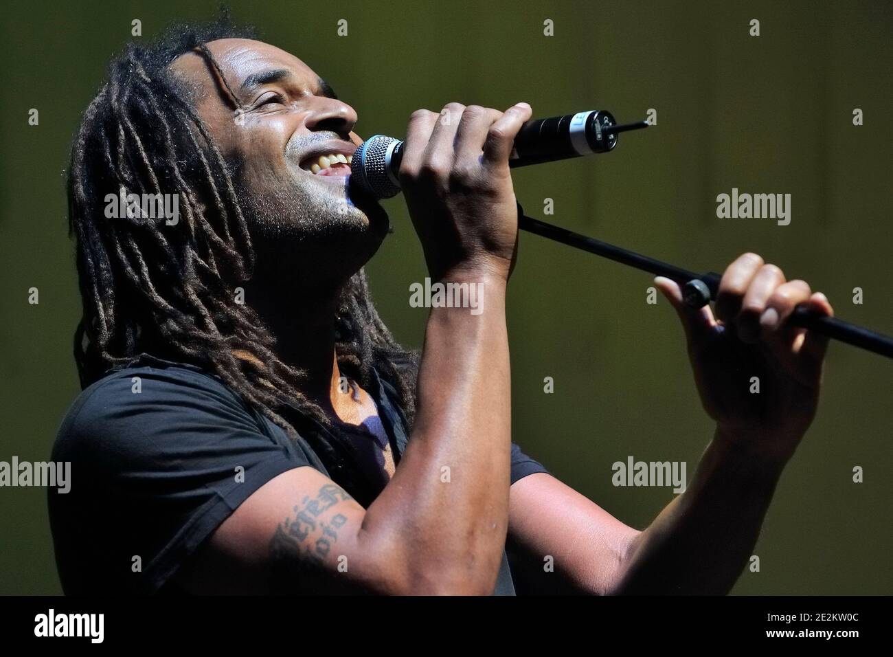 Yannick Noah performing during the concert for the 15th anniversary of ...