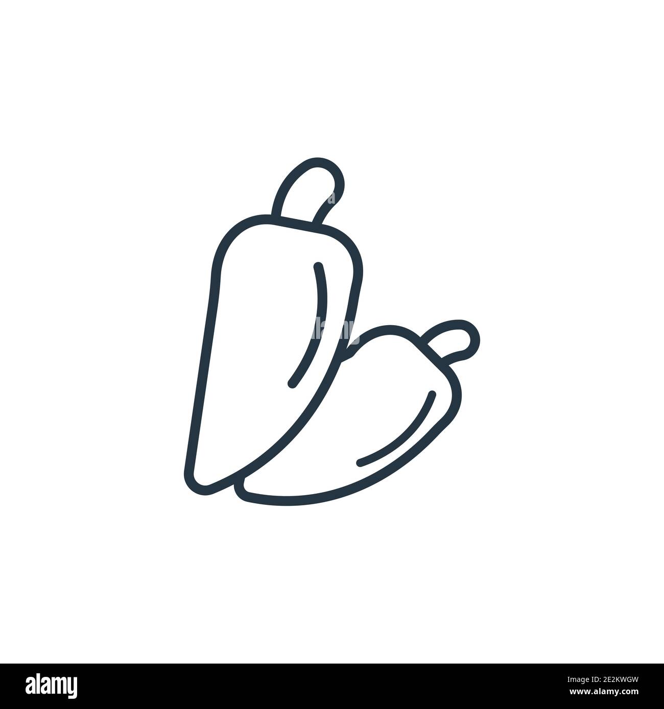 Chili pepper outline vector icon. Thin line black chili pepper icon ...