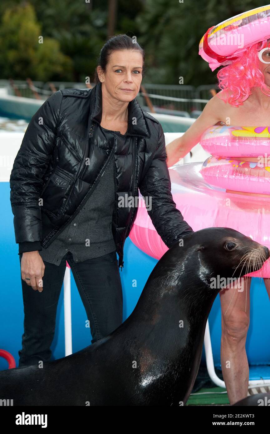 Princess Stephanie of Monaco poses with sea lion of The Duss Family and ...