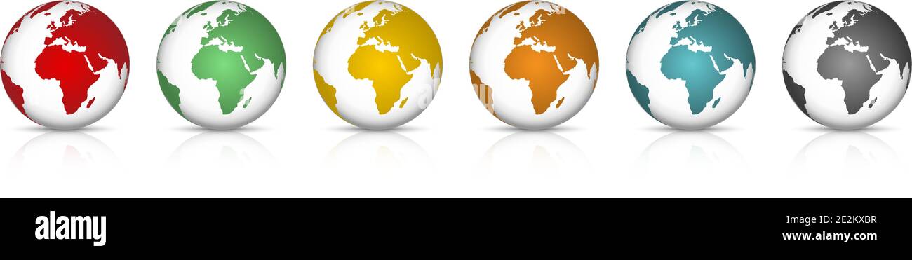 Set 3d colorfull earth globe with shadow Stock Vector Image & Art - Alamy