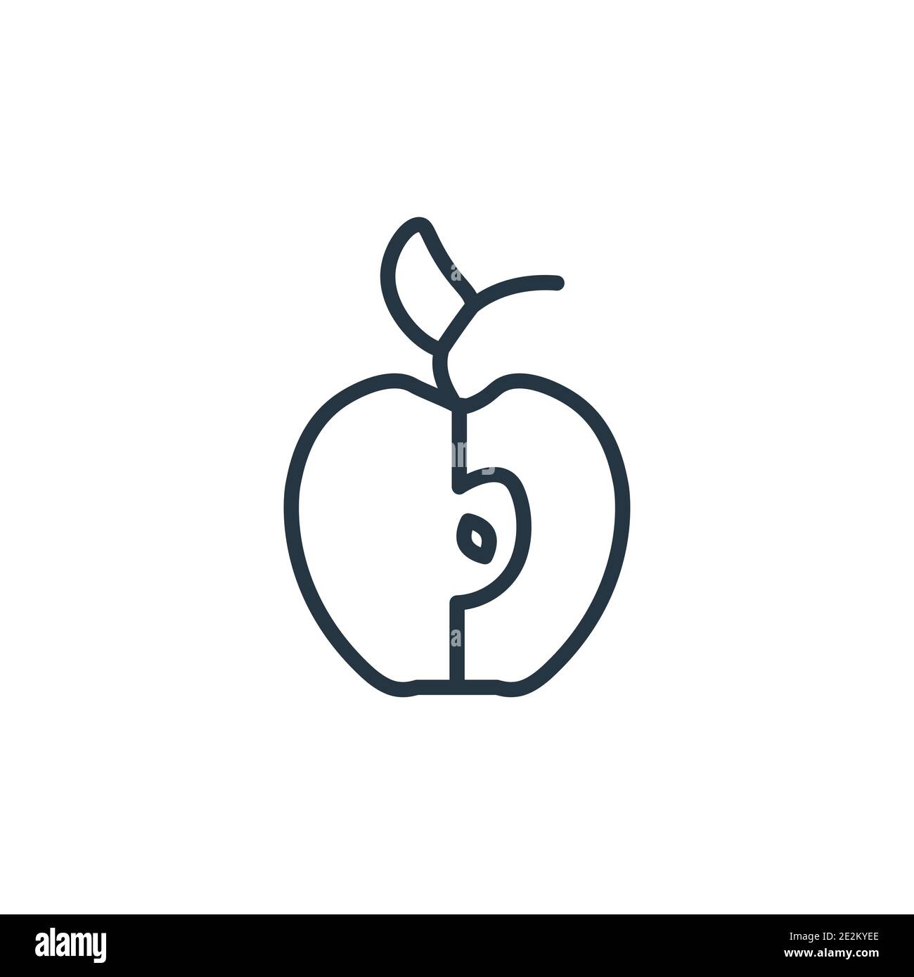 Half apple outline vector icon. Thin line black half apple icon, flat ...