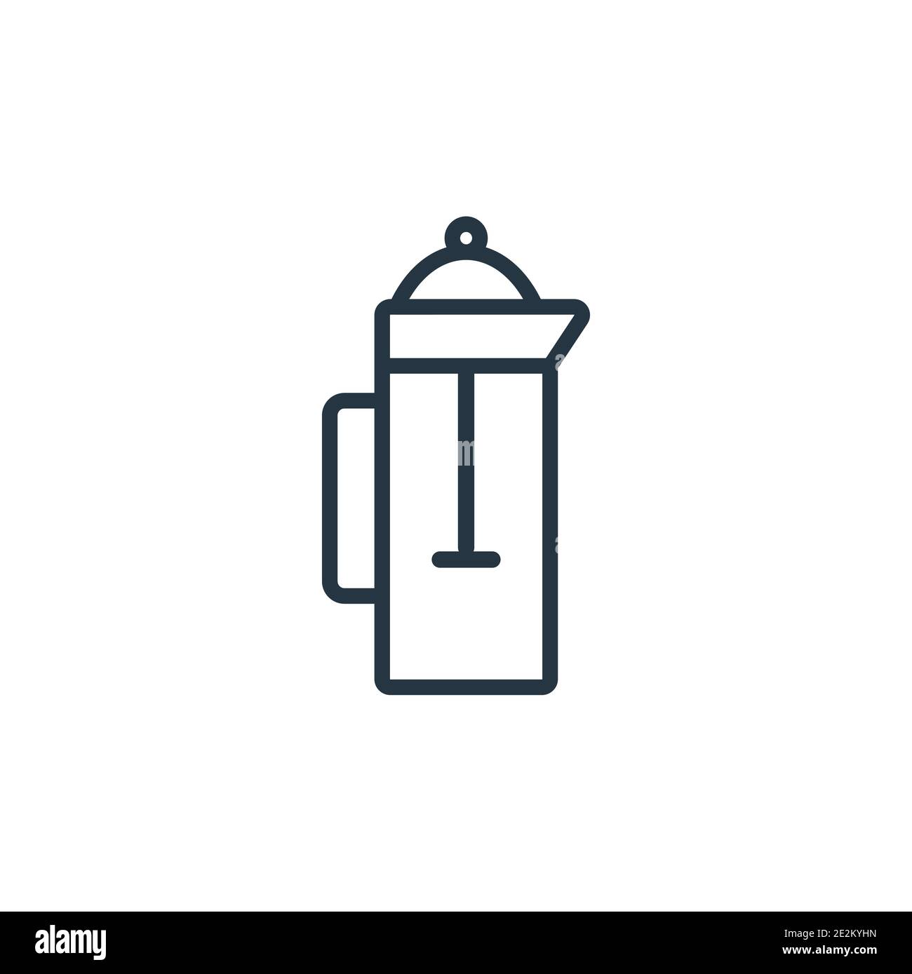 French press outline vector icon. Thin line black french press icon ...