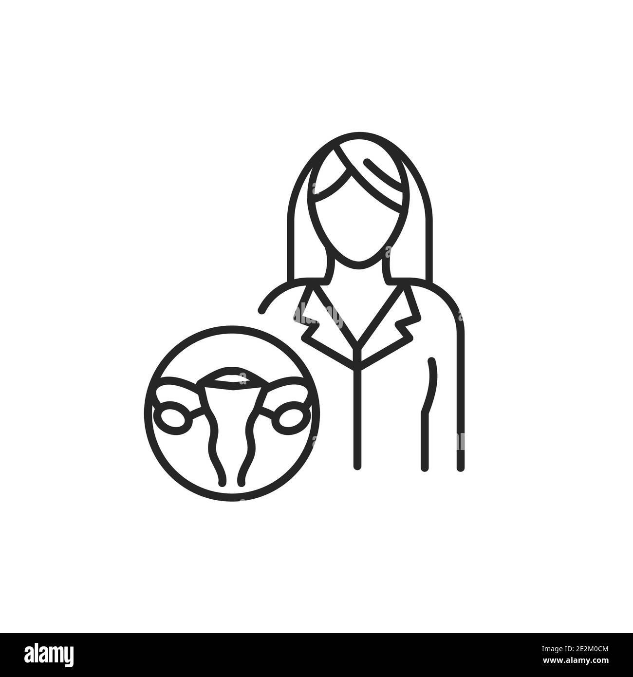 Obstetrician Gynecologist Line Black Icon Female Reproductive System