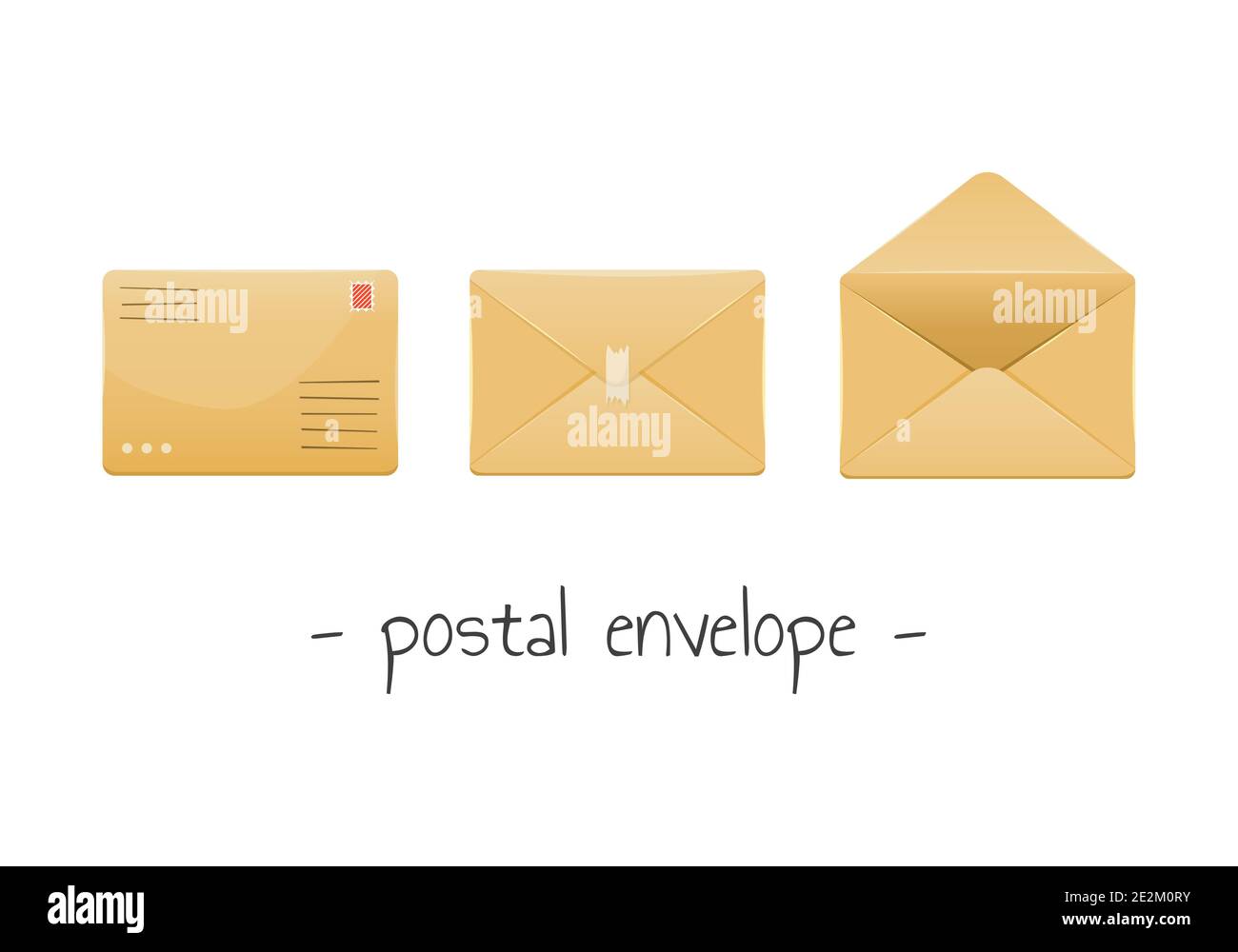 Set of vector illustrations of paper envelopes. Mail delivery Stock ...
