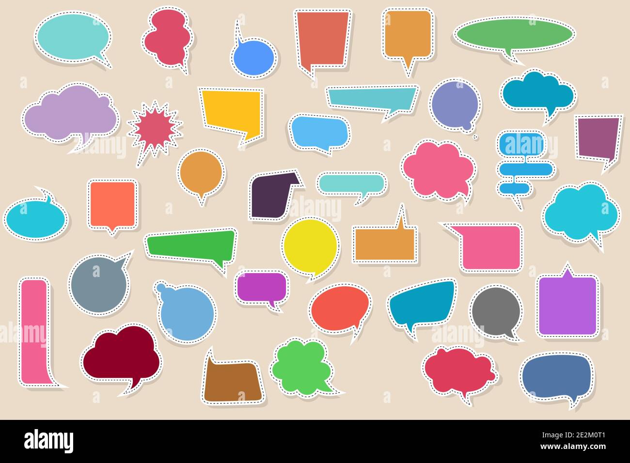 Set Blank empty colorful Stickers of Speech Bubbles with shadows ...
