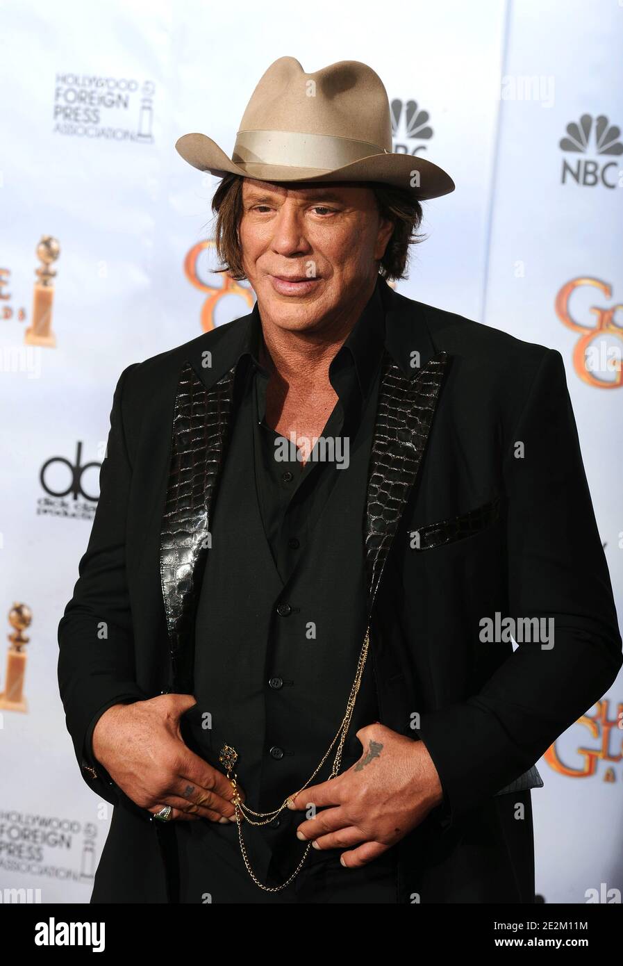 Mickey Rourke poses in the press room of the 67th Golden Globe Awards ...