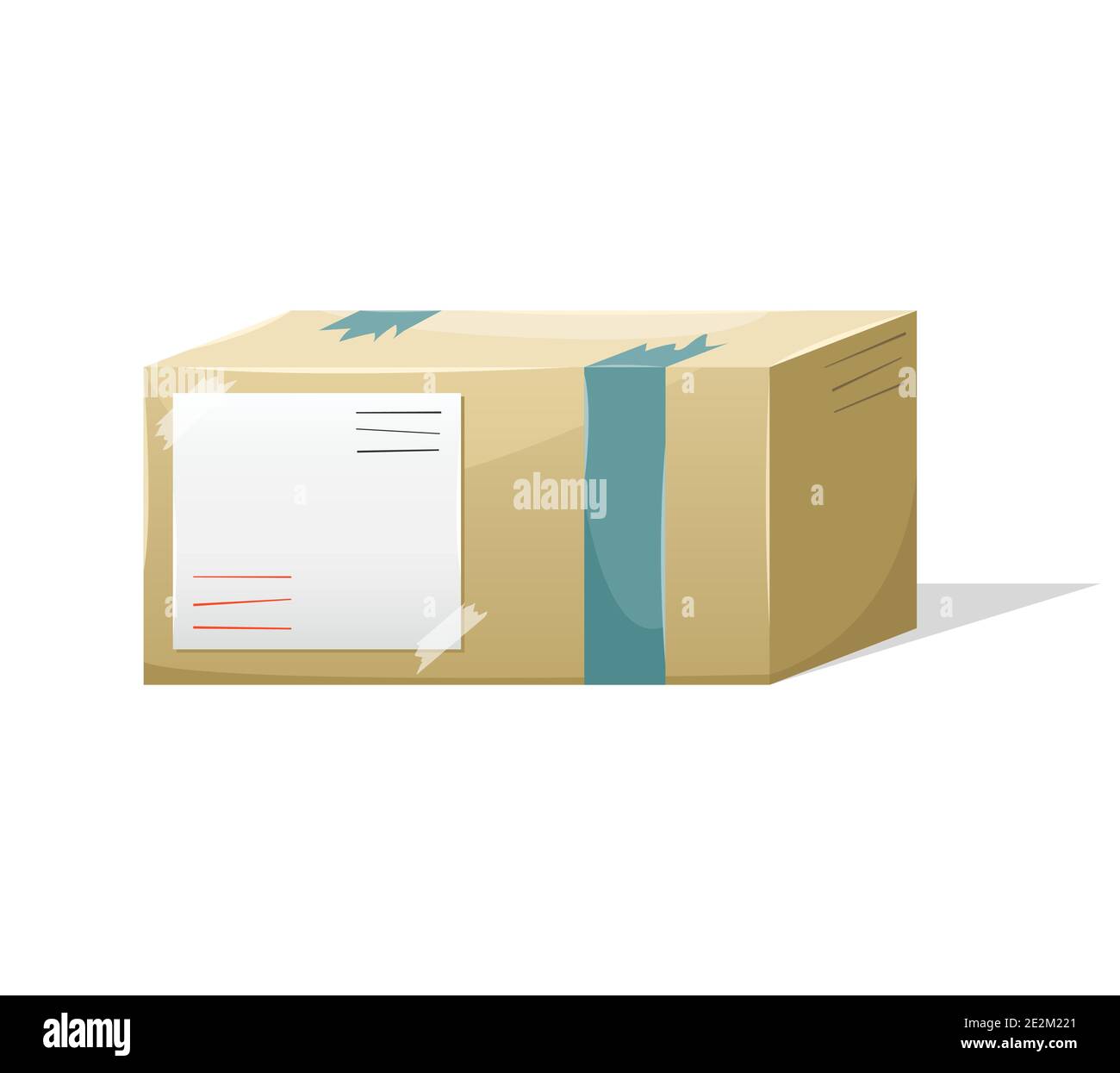 Vector illustration of a postal parcel in a box with a delivery address ...