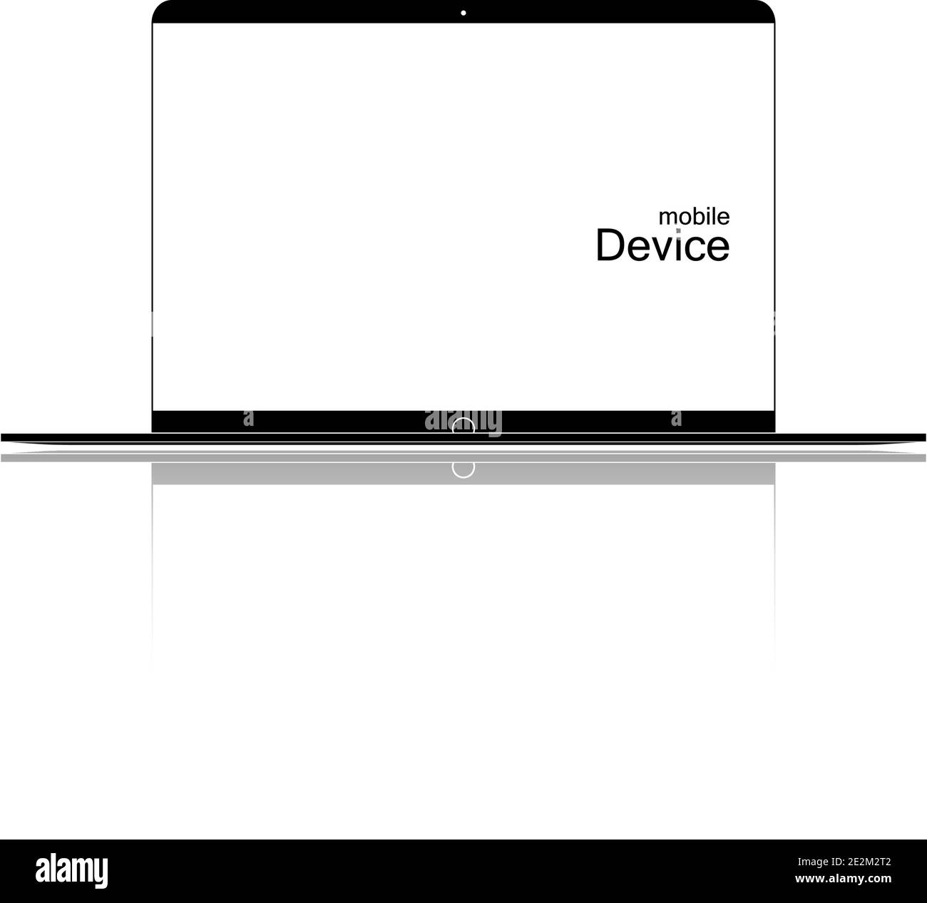Realistic laptop on a white background with shadow. Blank screen Stock ...