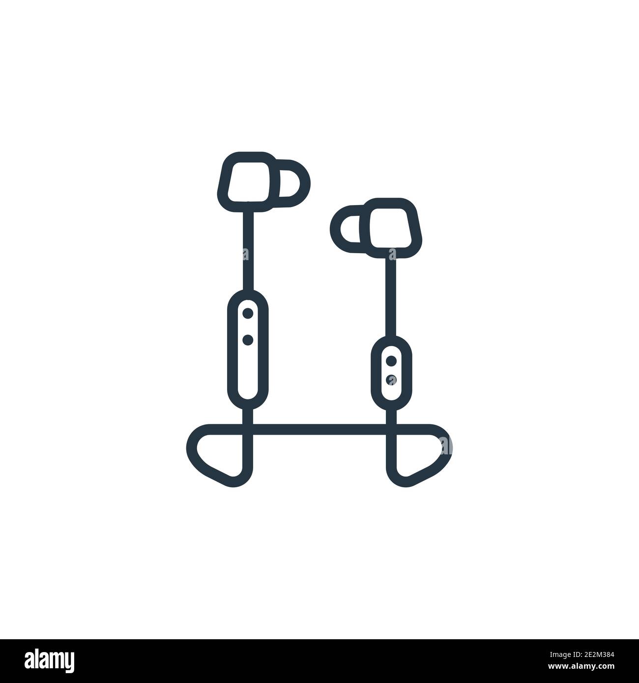 Earphone outline vector icon. Thin line black earphone icon, flat ...