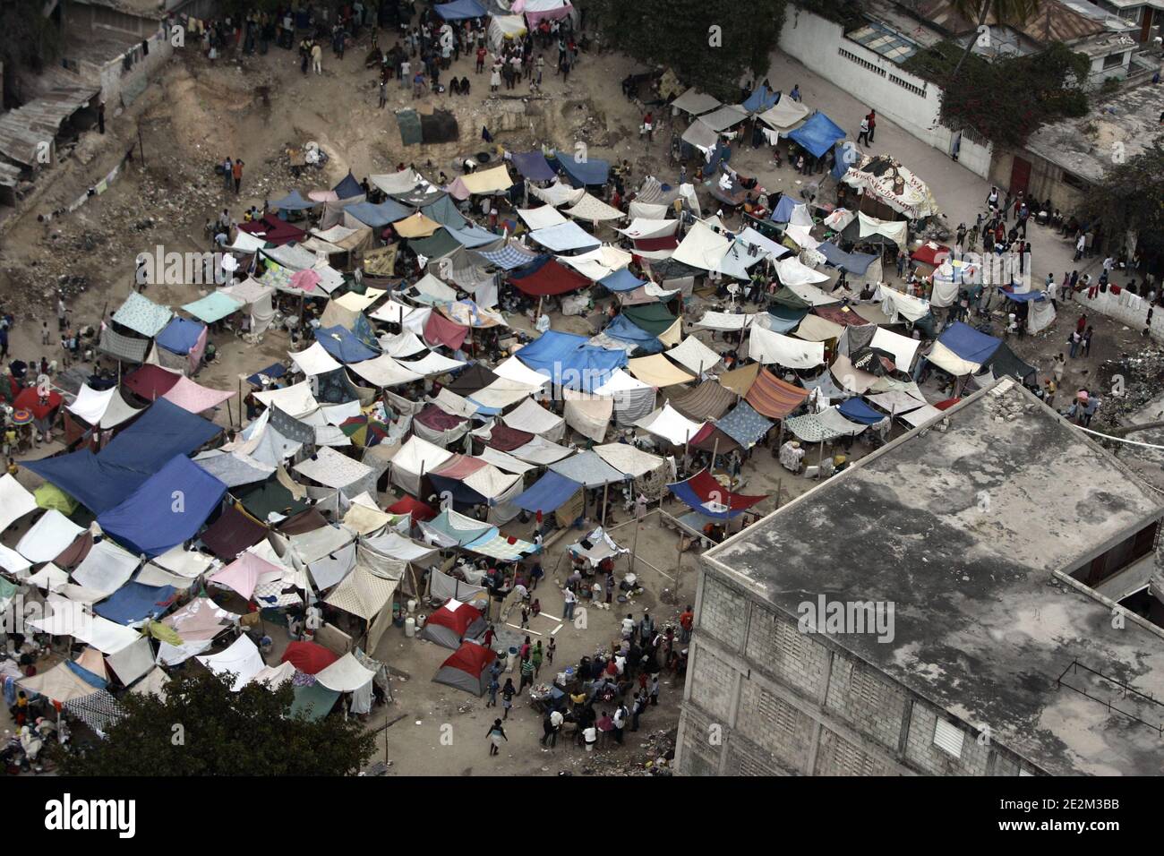 Port-au-Prince, Haiti, January 19, 2010. Aerial view showing the damage ...