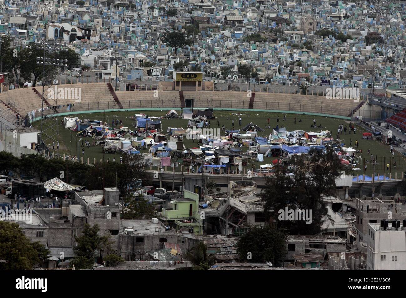 Port-au-Prince, Haiti, January 19, 2010. Aerial view showing the damage ...