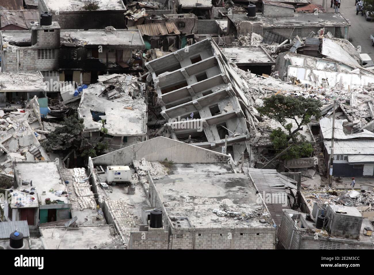 Port-au-Prince, Haiti, January 19, 2010. Aerial view showing the damage ...