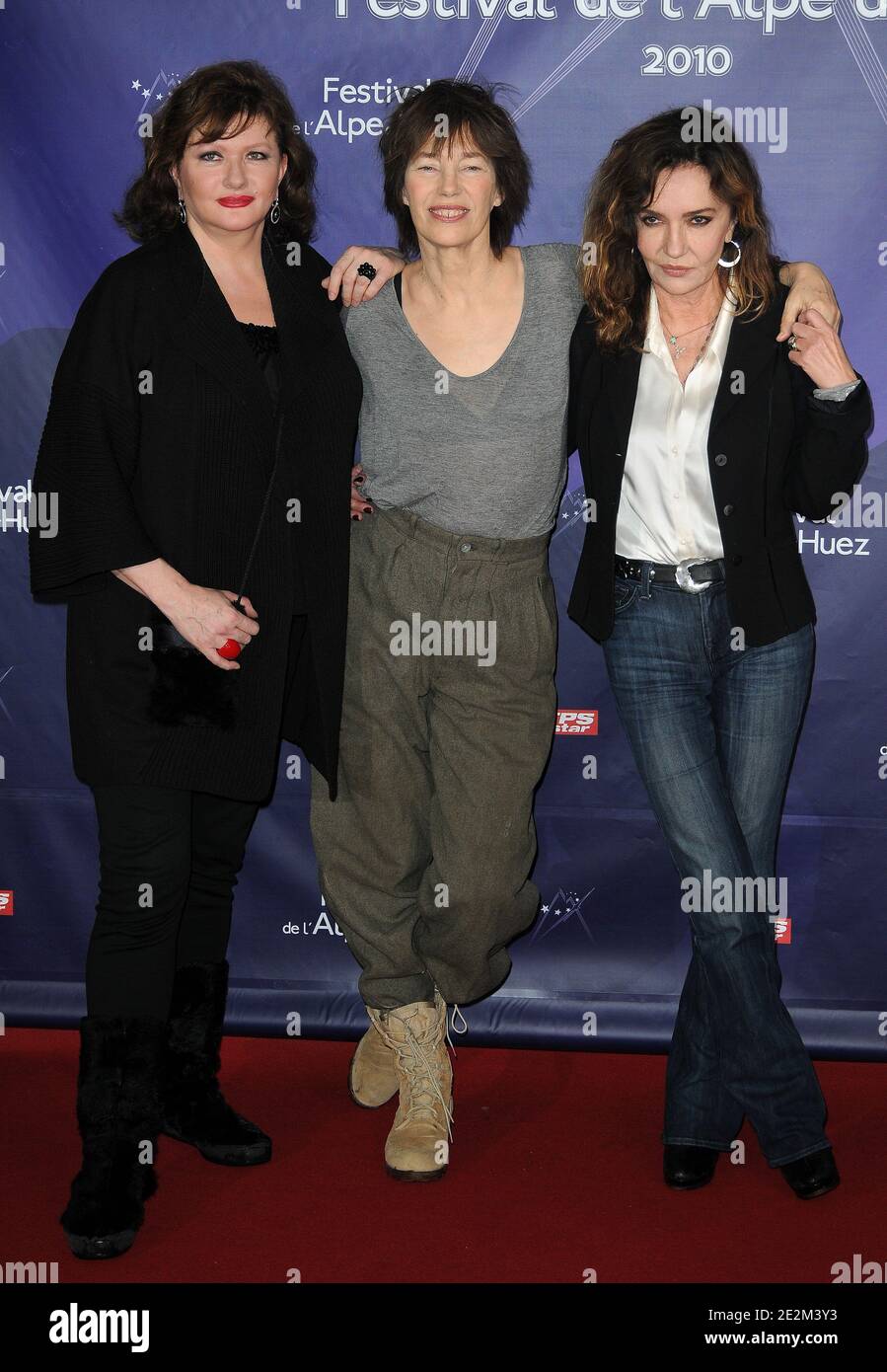 (L-R) Catherine Jacob, Jane Birkin and Caroline Cellier pose during the ...