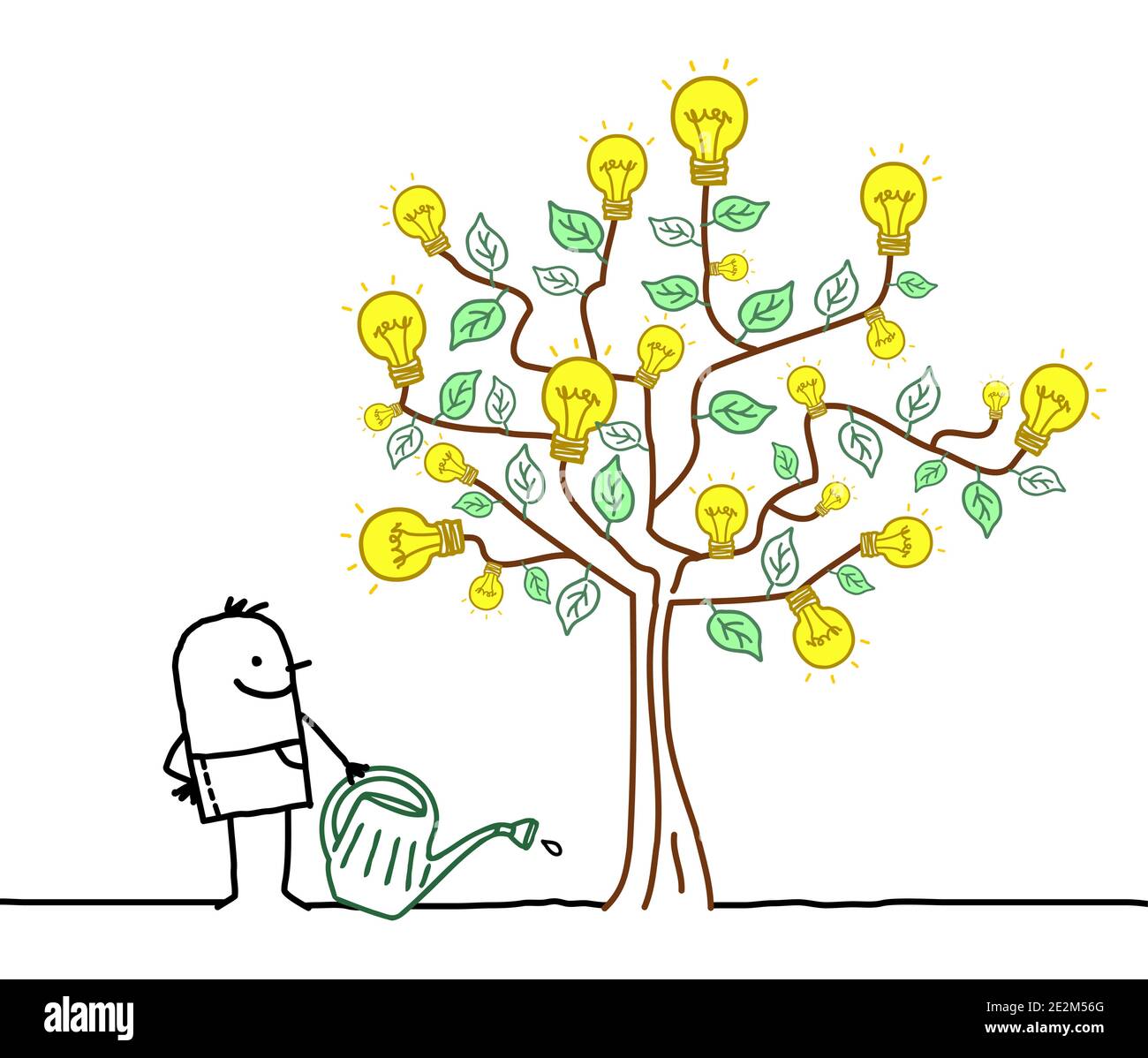 Cartoon illustration man watering big hi-res stock photography and ...