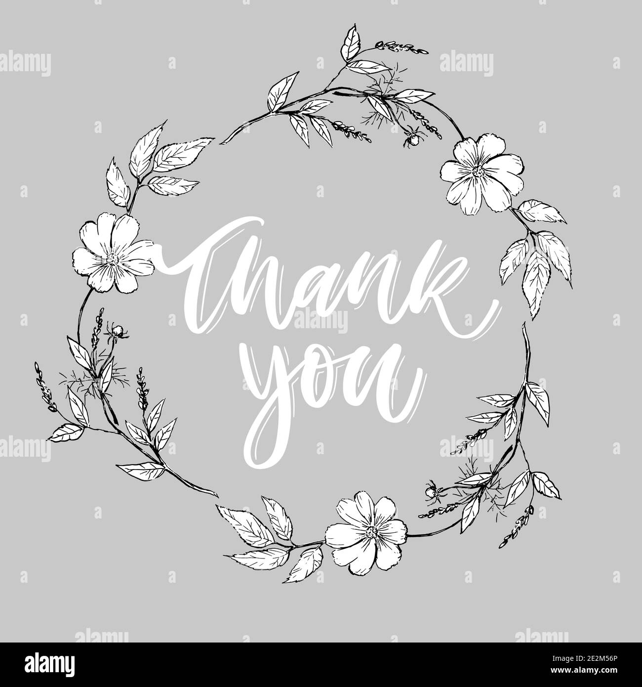 Cute Thank You Script Card Stock Vector Image & Art - Alamy