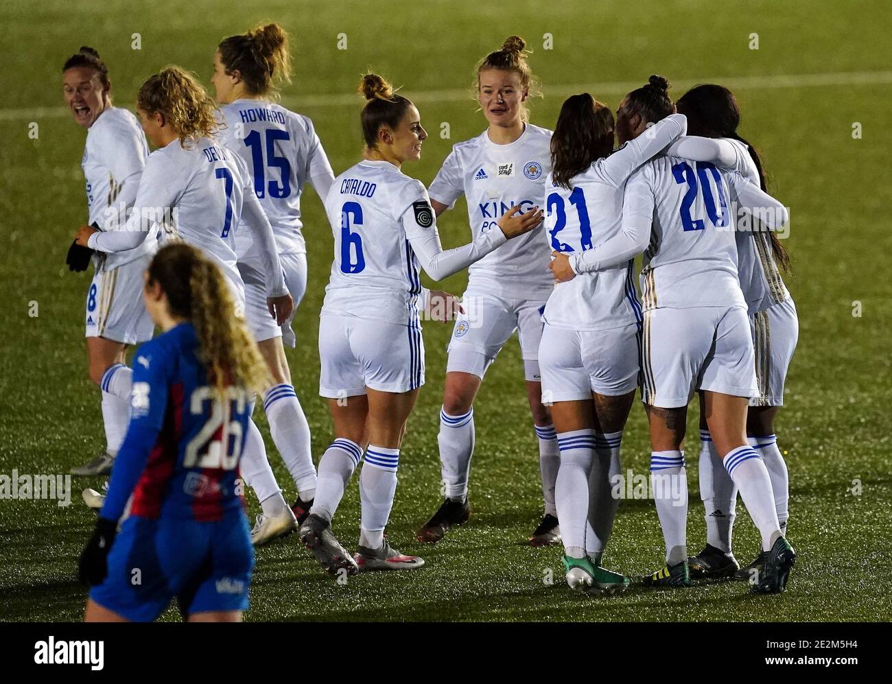 Leicester City's Natasha Flint (right) celebrates scoring her side's ...
