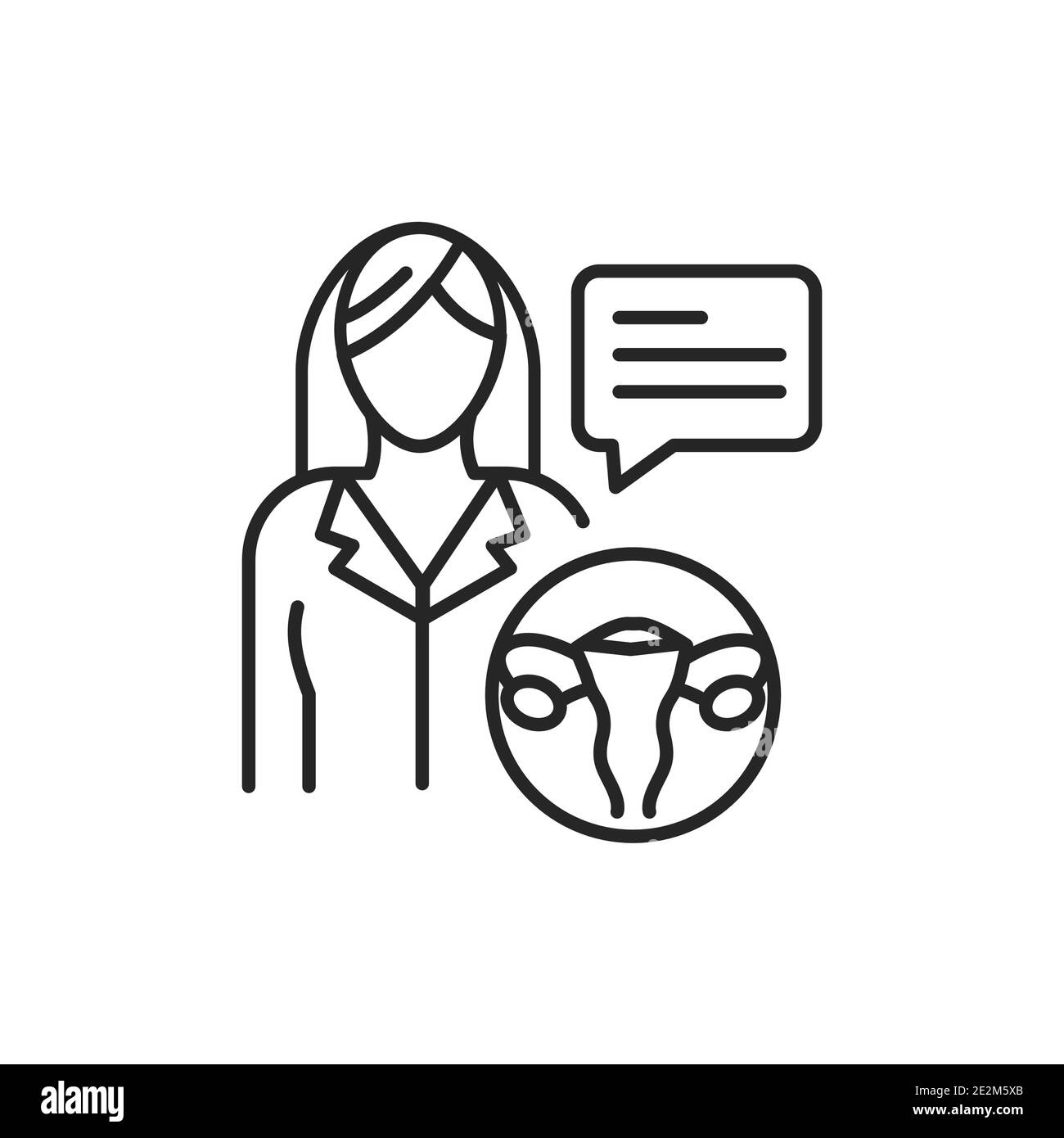 Consultation with doctor gynecologist line icon. Female reproductive ...