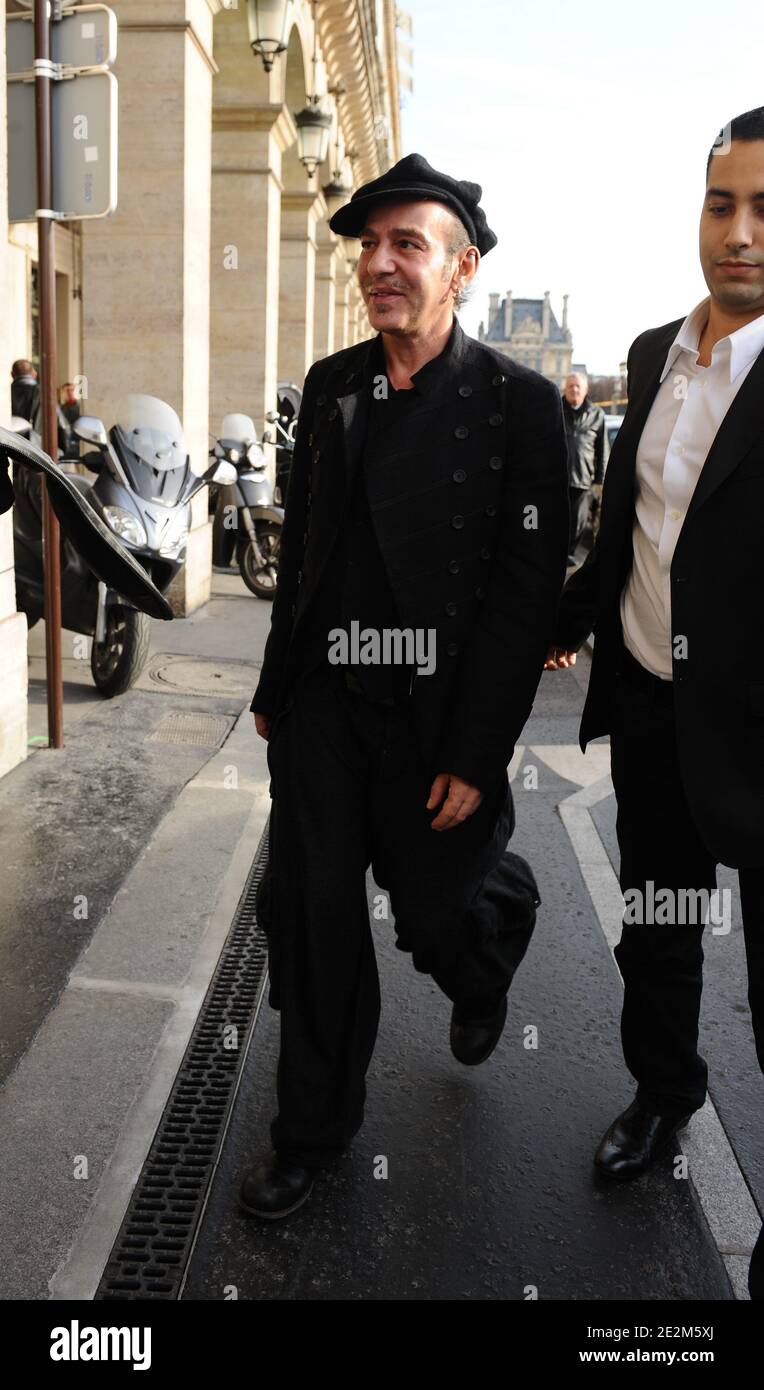 John Galliano arriving at the Meurice Hotel in Paris, France on January ...