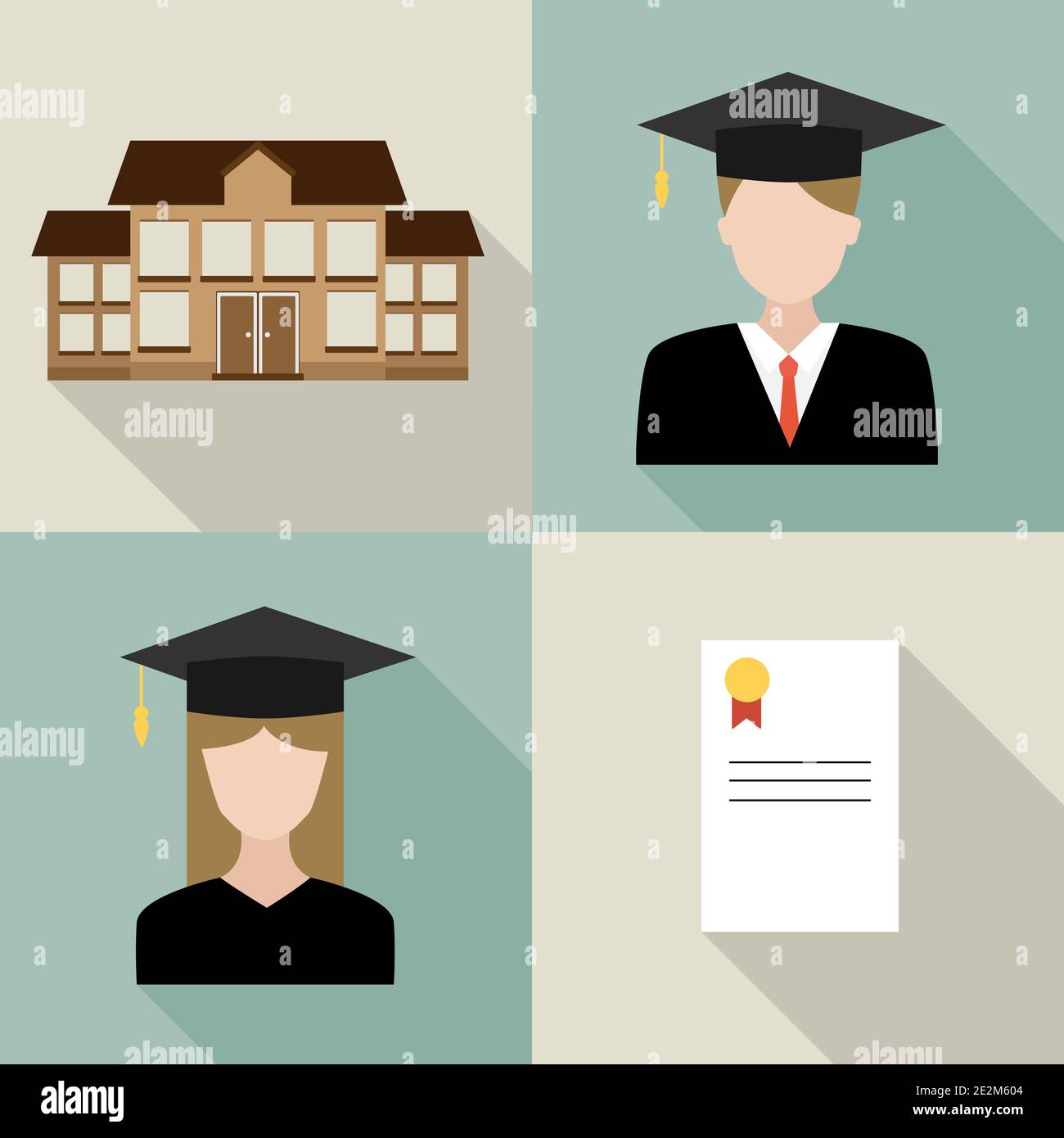 Set university students graduation. Students icons in flat design ...