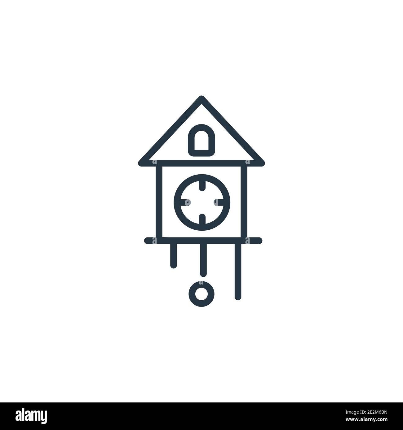 Cuckoo clock outline vector icon. Thin line black cuckoo clock icon, flat vector simple element ...
