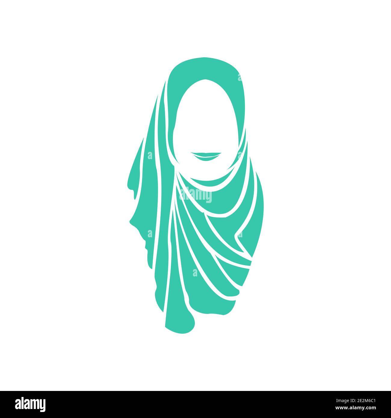 Beautiful Muslimah Hijab Woman Silhouette Illustration Vector Template ...