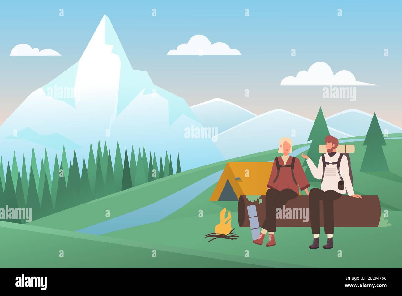 Couple vacation adventure Stock Vector Images - Alamy