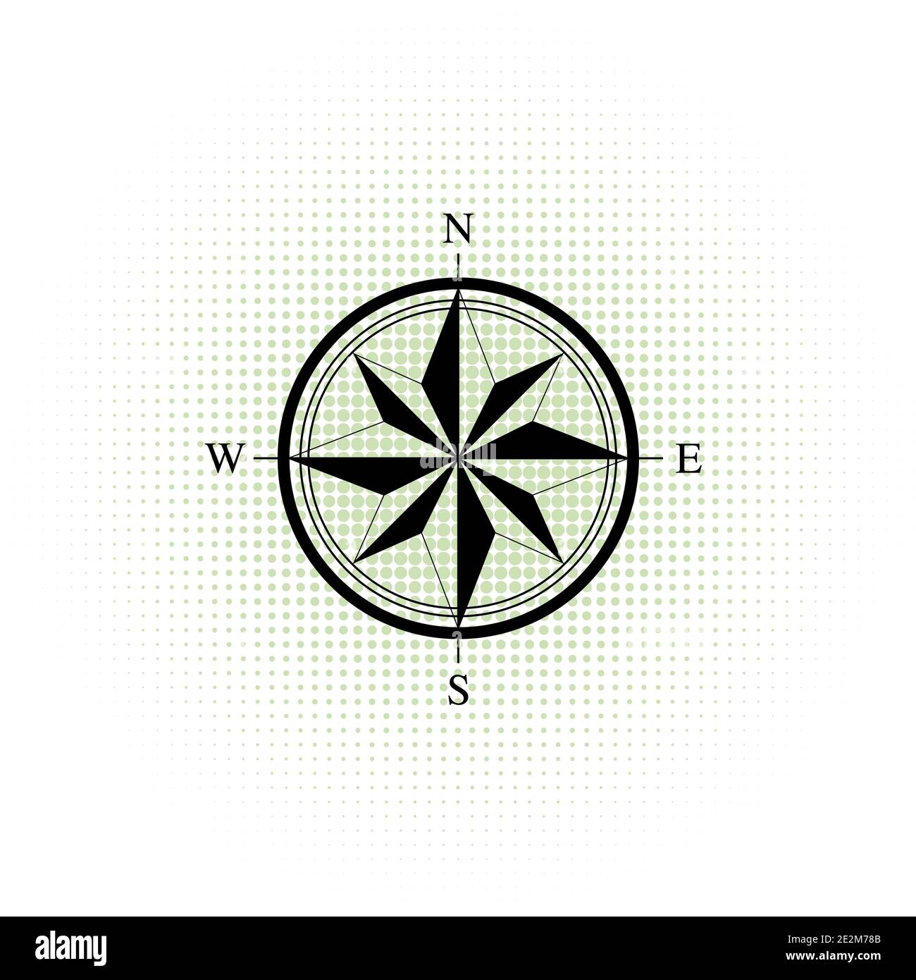 Compass icon. Abstract halftone background. Halftone dots. Vector ...