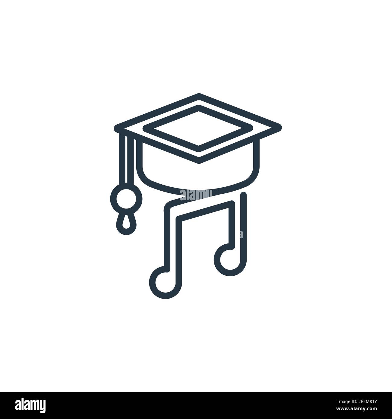 Graduation's music outline vector icon. Thin line black graduation's ...