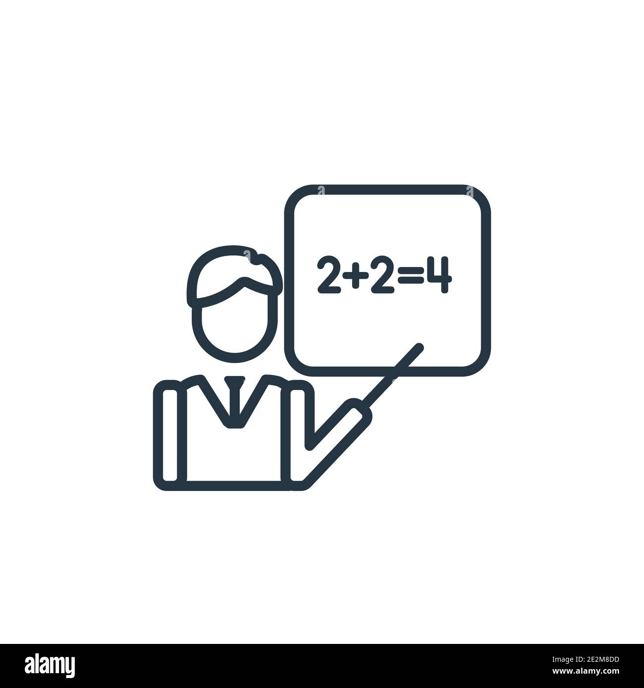 Teacher with stick outline vector icon. Thin line black teacher with ...