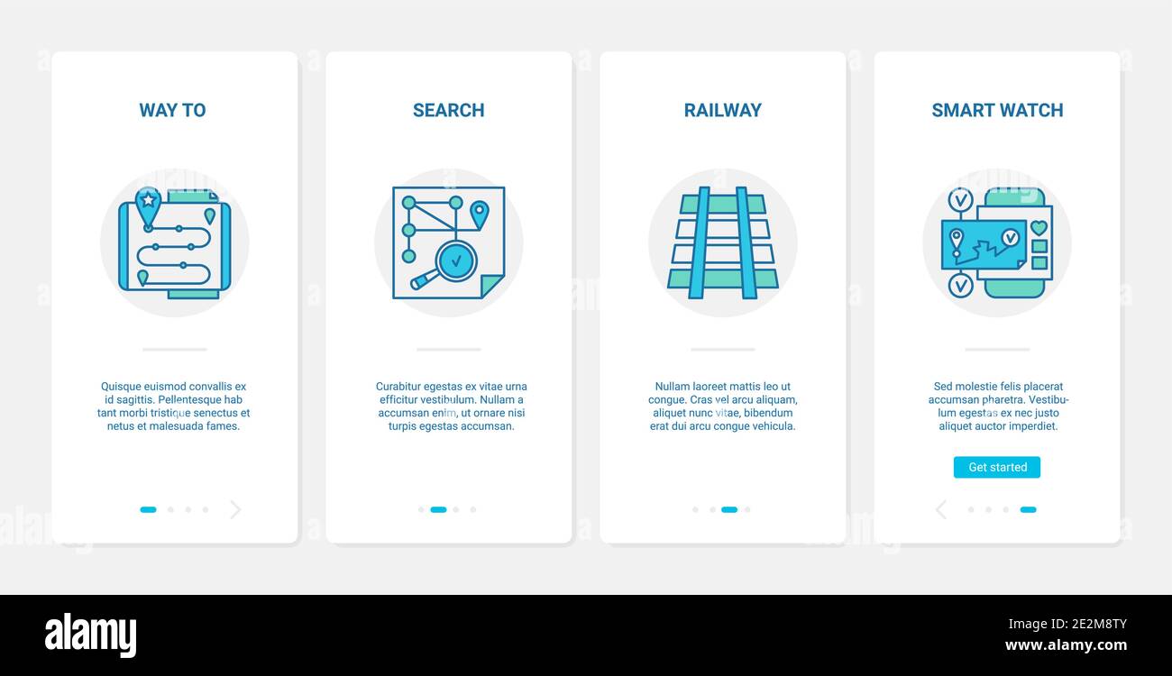 Gps navigation service vector illustration. UX, UI onboarding mobile app page screen set with ...
