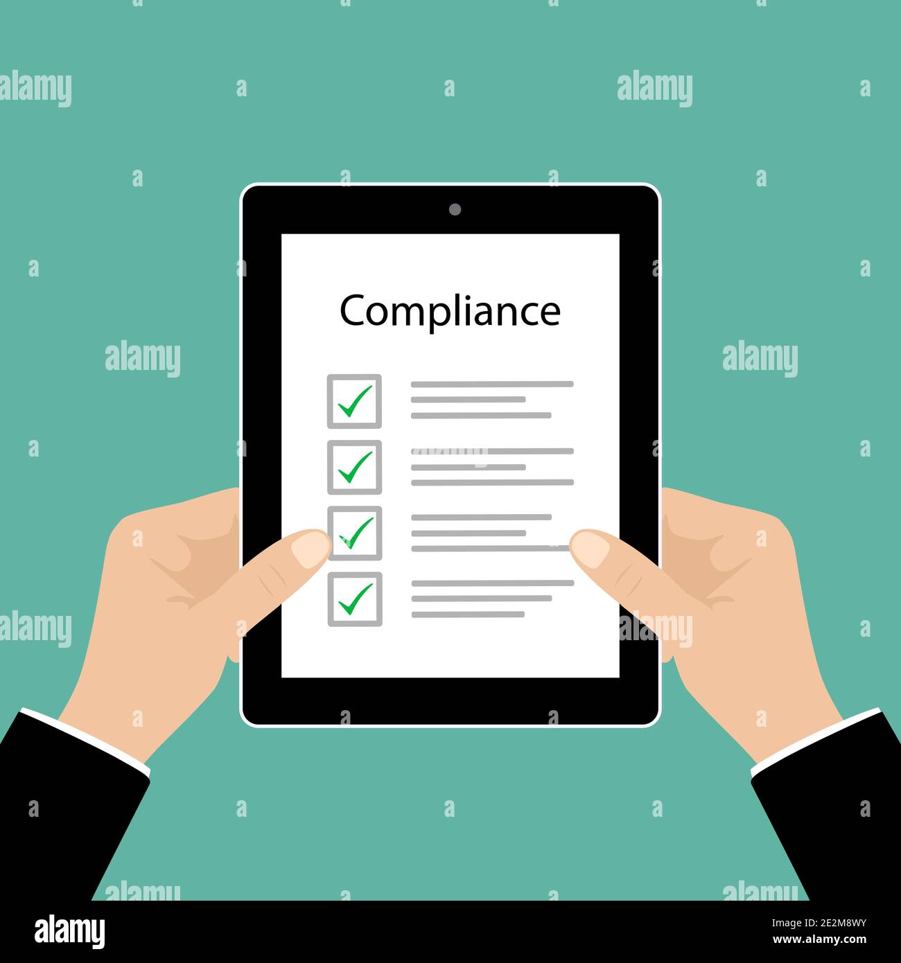 Business cocept. In Compliance Graphic with Tablet, businessman hand ...