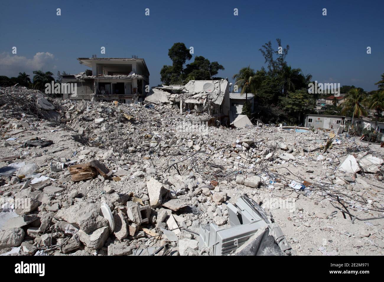 General view of the destroyed headquarters of the United Nations' Armed ...
