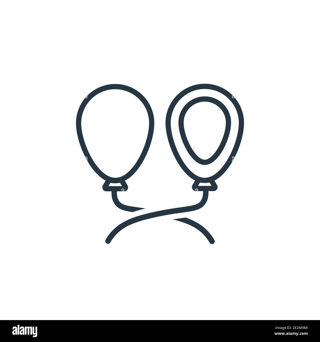 Floating balloons outline vector icon. Thin line black floating ...