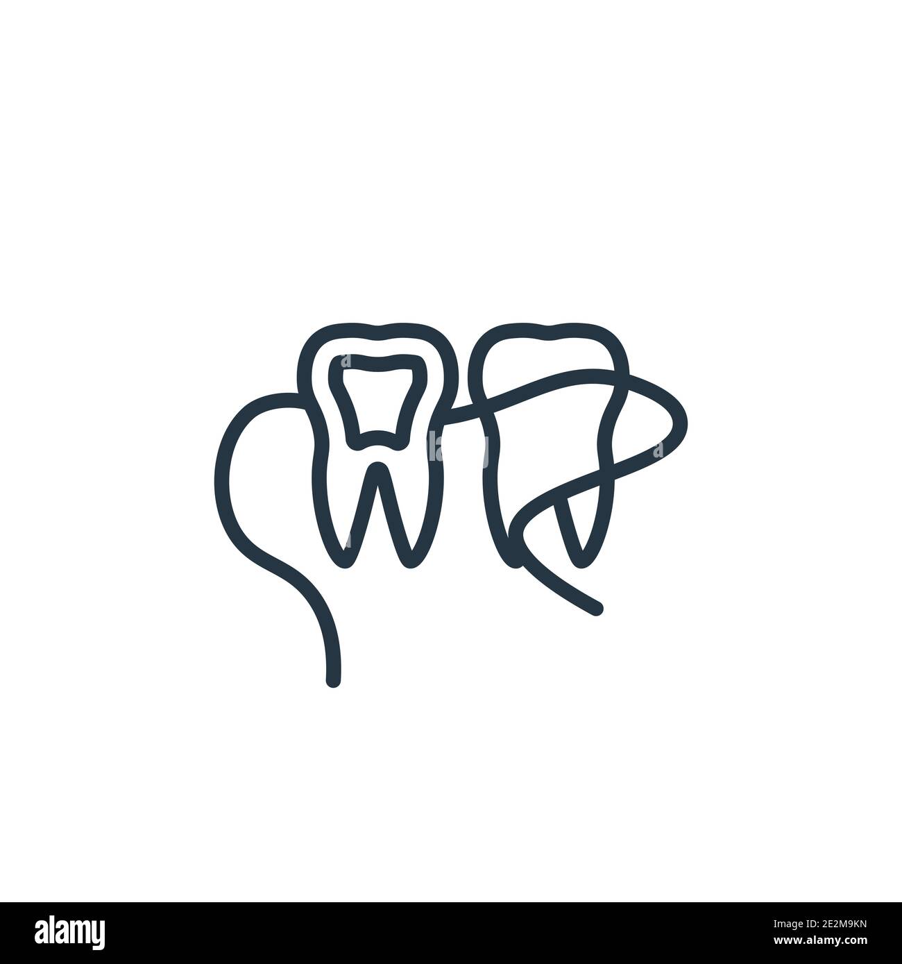 Dental floss outline vector icon. Thin line black dental floss icon ...