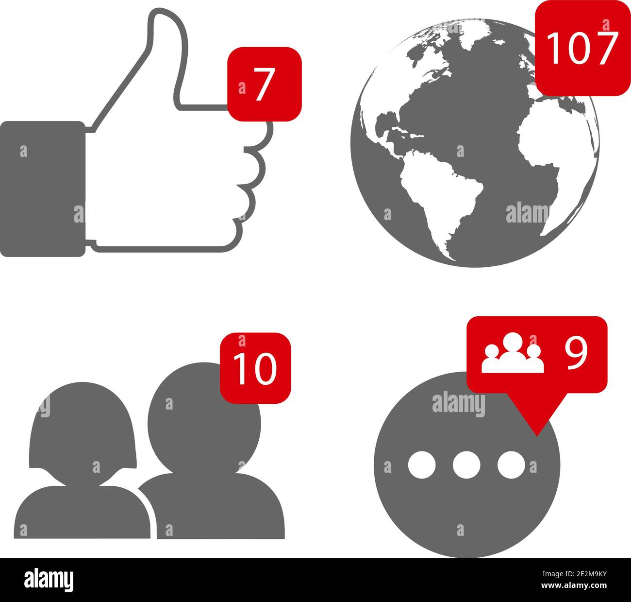 Social network notifications icons for your website Stock Vector Image ...