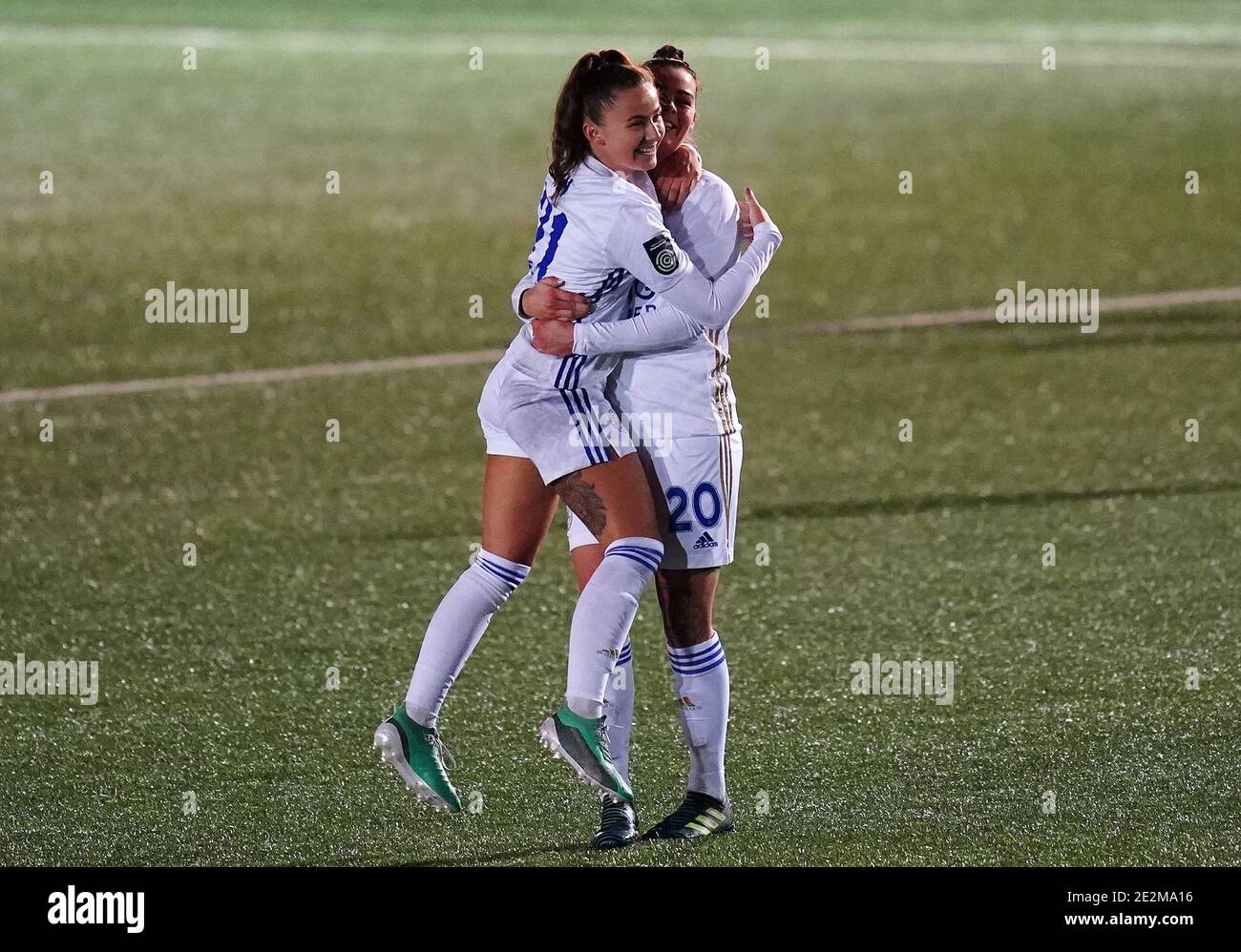 Leicester City's Hannah Cain (left) and Natasha Flint celebrate after ...