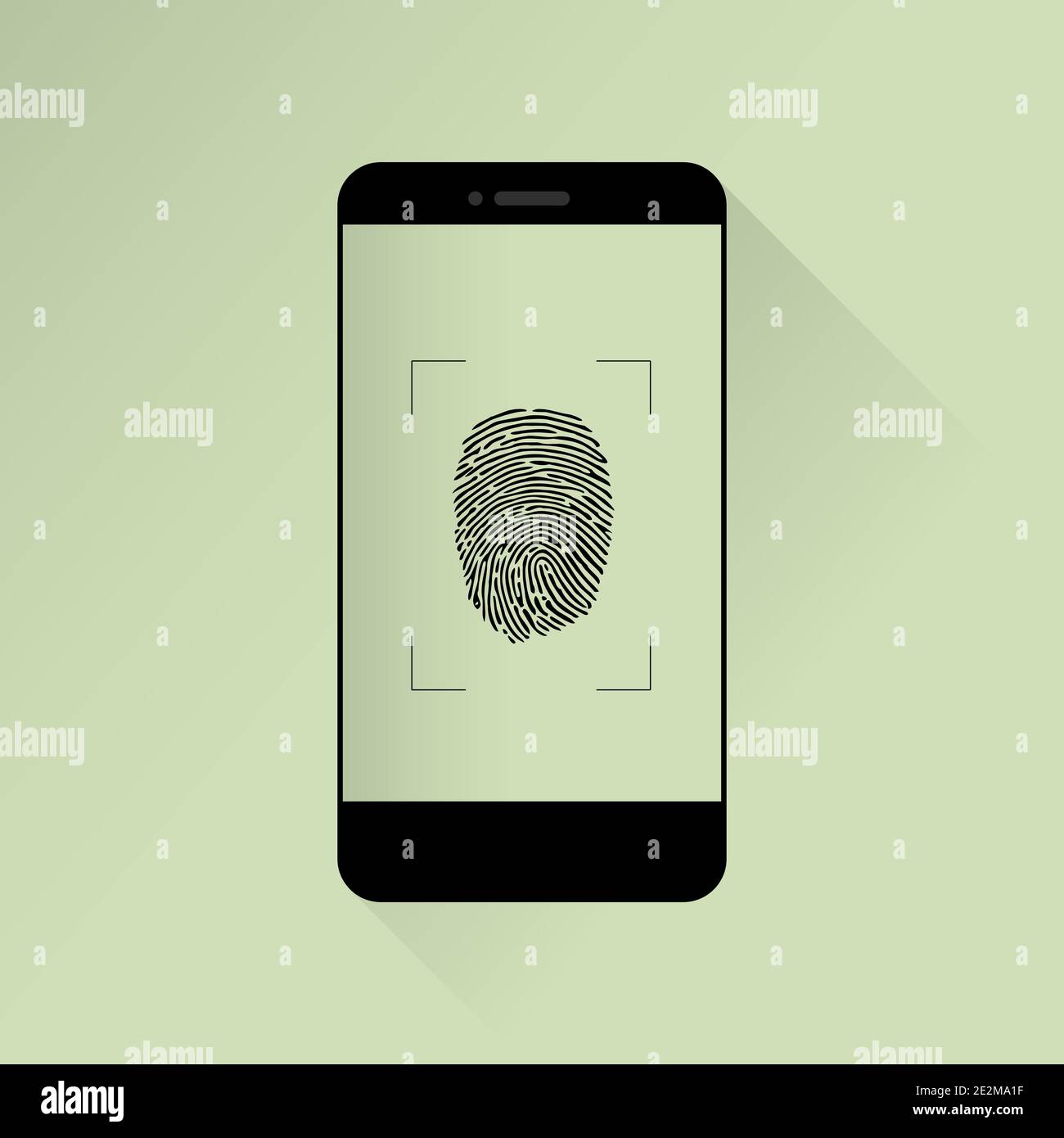 Smartphone with fingerprint scanner icon isolated, minimal design ...