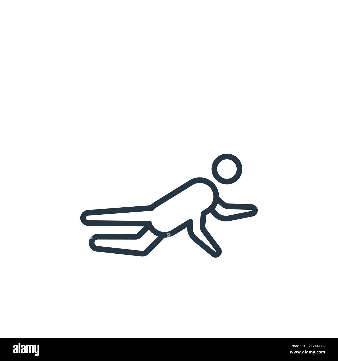 Down human outline vector icon. Thin line black down human icon, flat ...