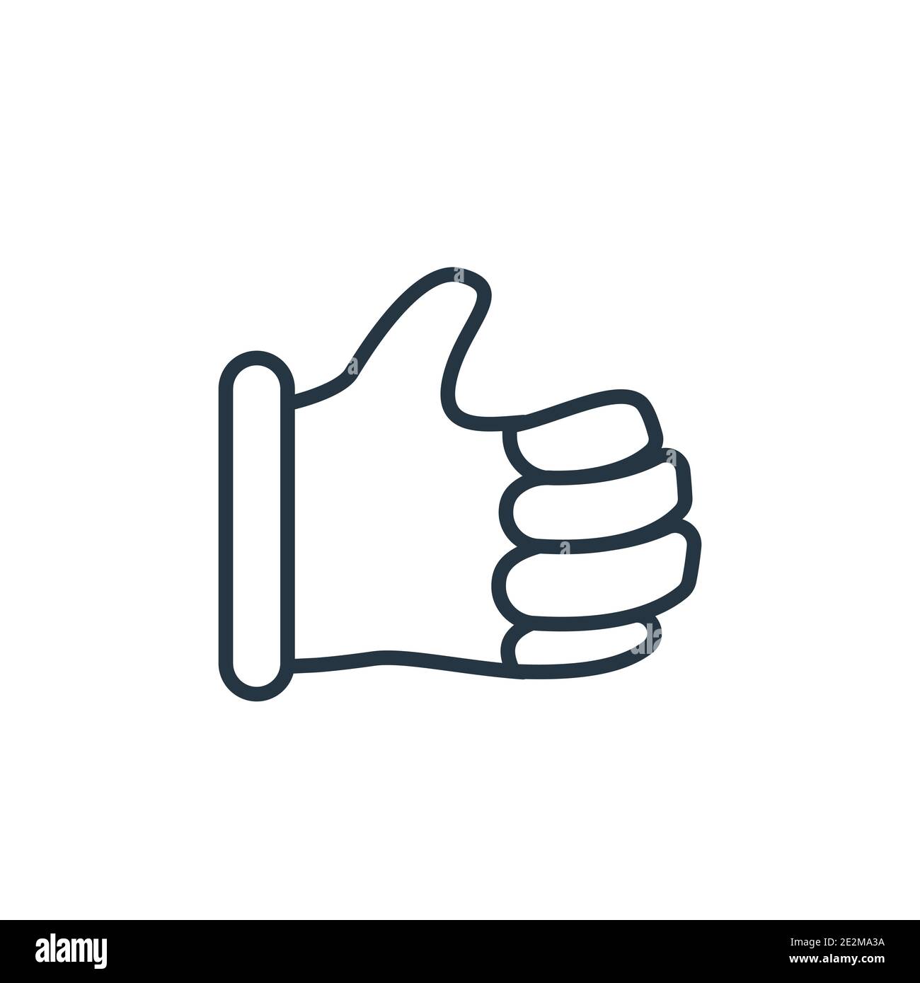 Thumbs up outline vector icon. Thin line black thumbs up icon, flat ...
