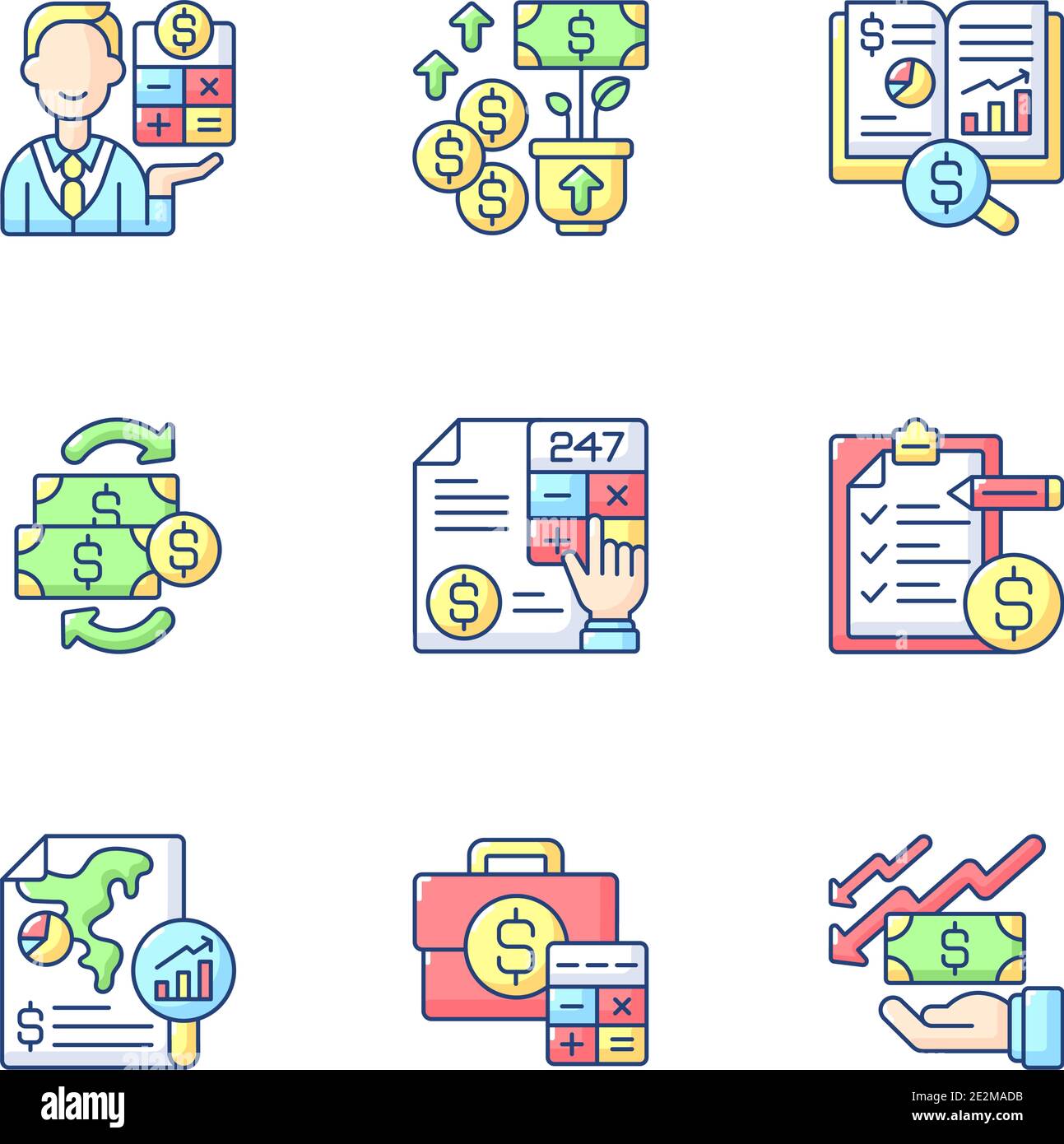 Accounting RGB color icons set Stock Vector Image & Art - Alamy